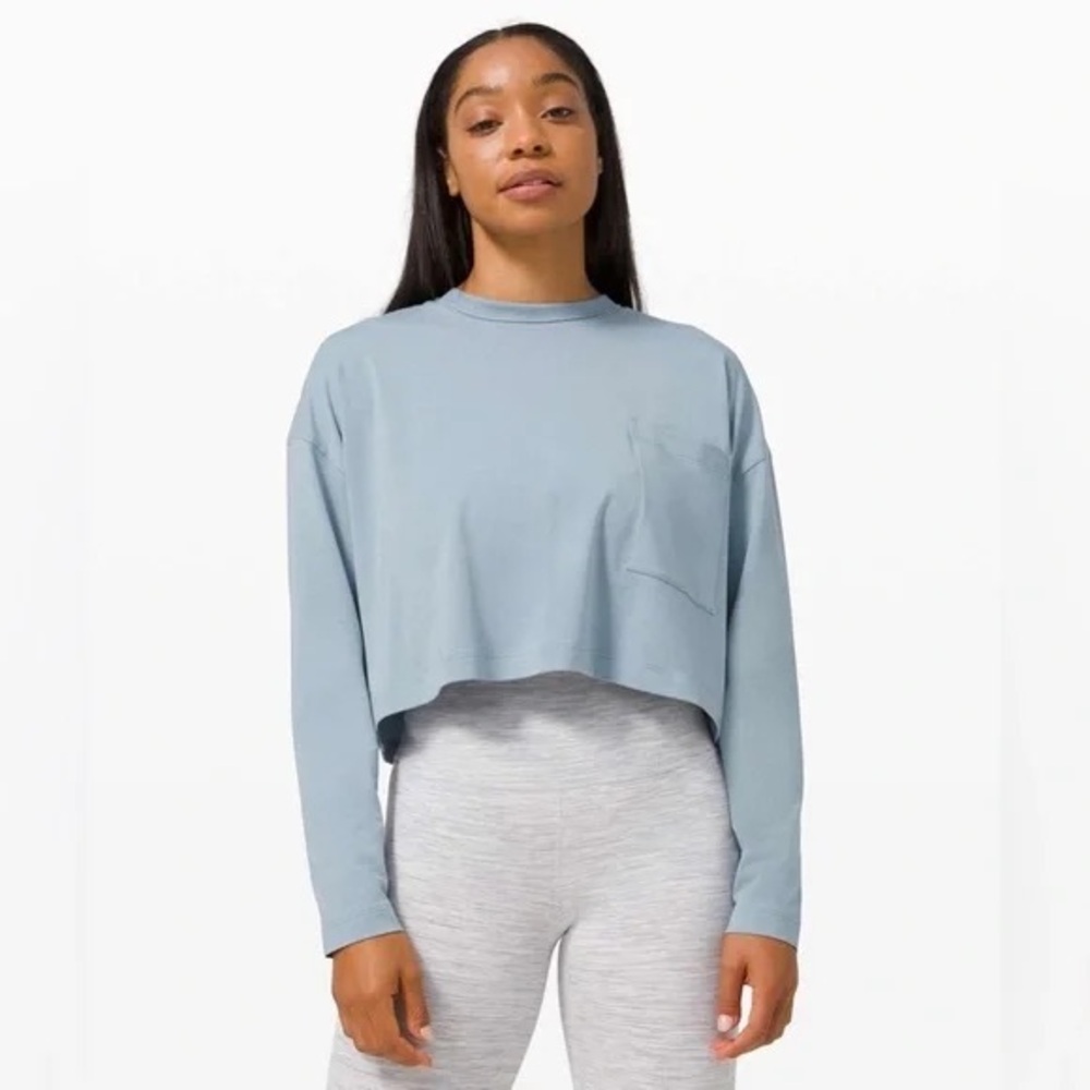 Lululemon Check The Box Cropped Front Pocket Long-Sle… - Gem